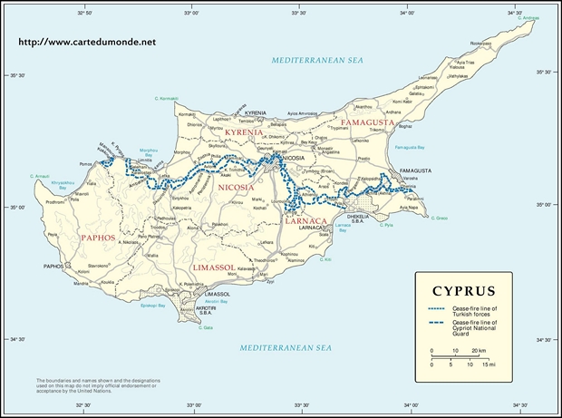 Groot Kaart Cyprus op de Wereld kaart