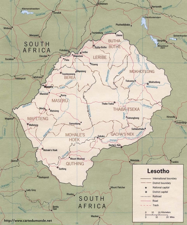 Groot Kaart Lesotho op de Wereld kaart